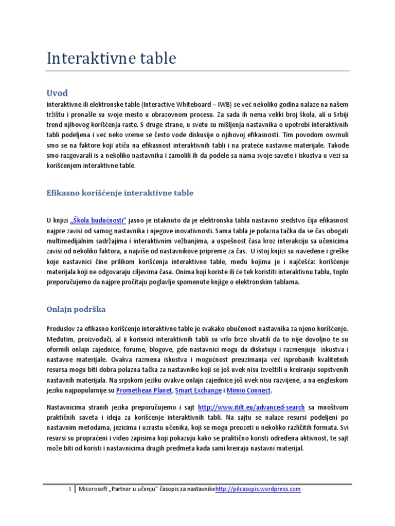 Interaktivne Table | PDF