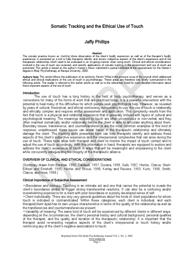 Phillips, J. (2002) - Somatic Tracking and The Ethical Use of Touch ...