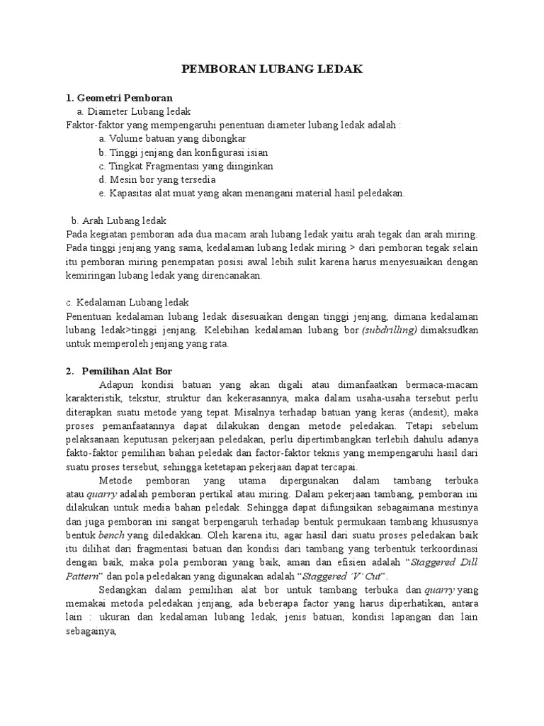 Pemboran Lubang Ledak | PDF | Griya & Taman | Sains & Matematika