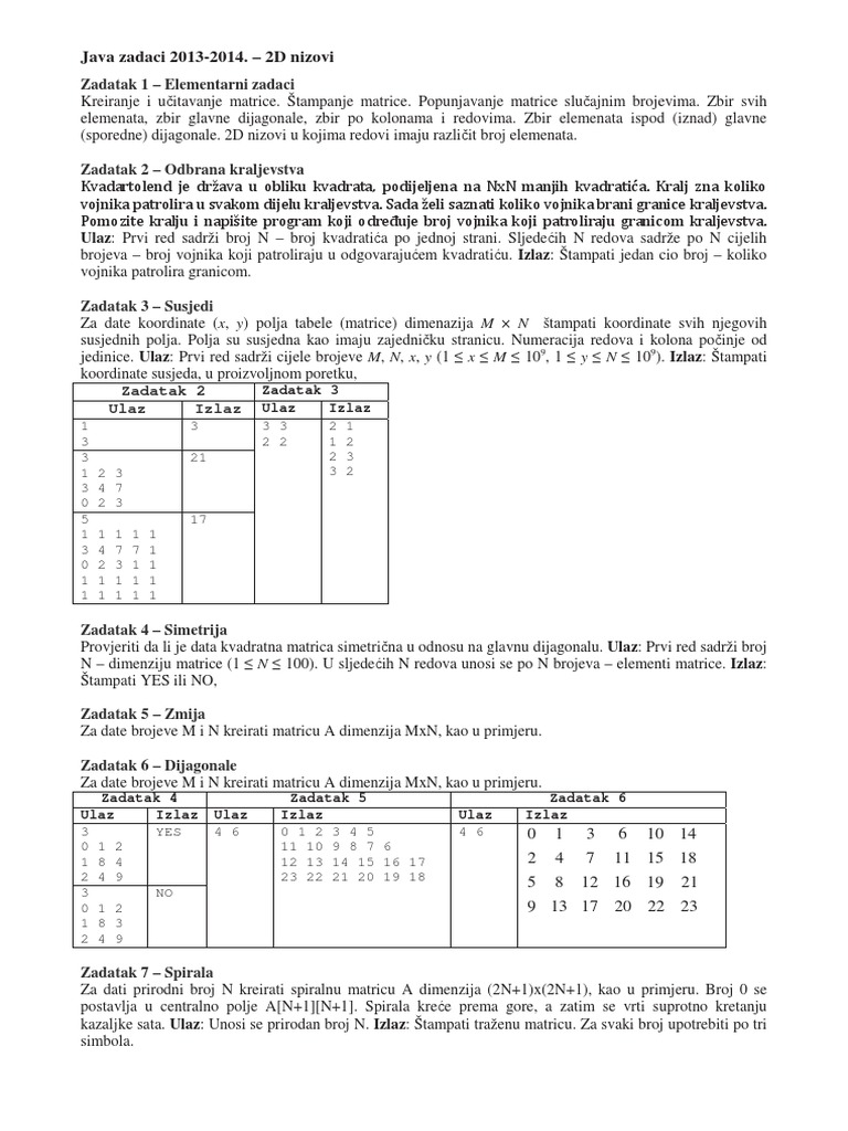 Matrice Java Programiranje | PDF