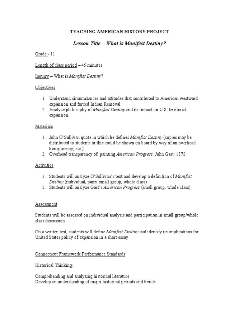 Analyzing Manifest Destiny: Understanding American Westward Expansion ...