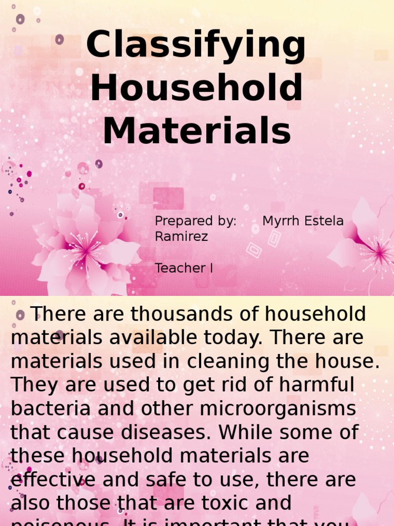 Classifying Household Materials | PDF | Pesticide | Food Preservation