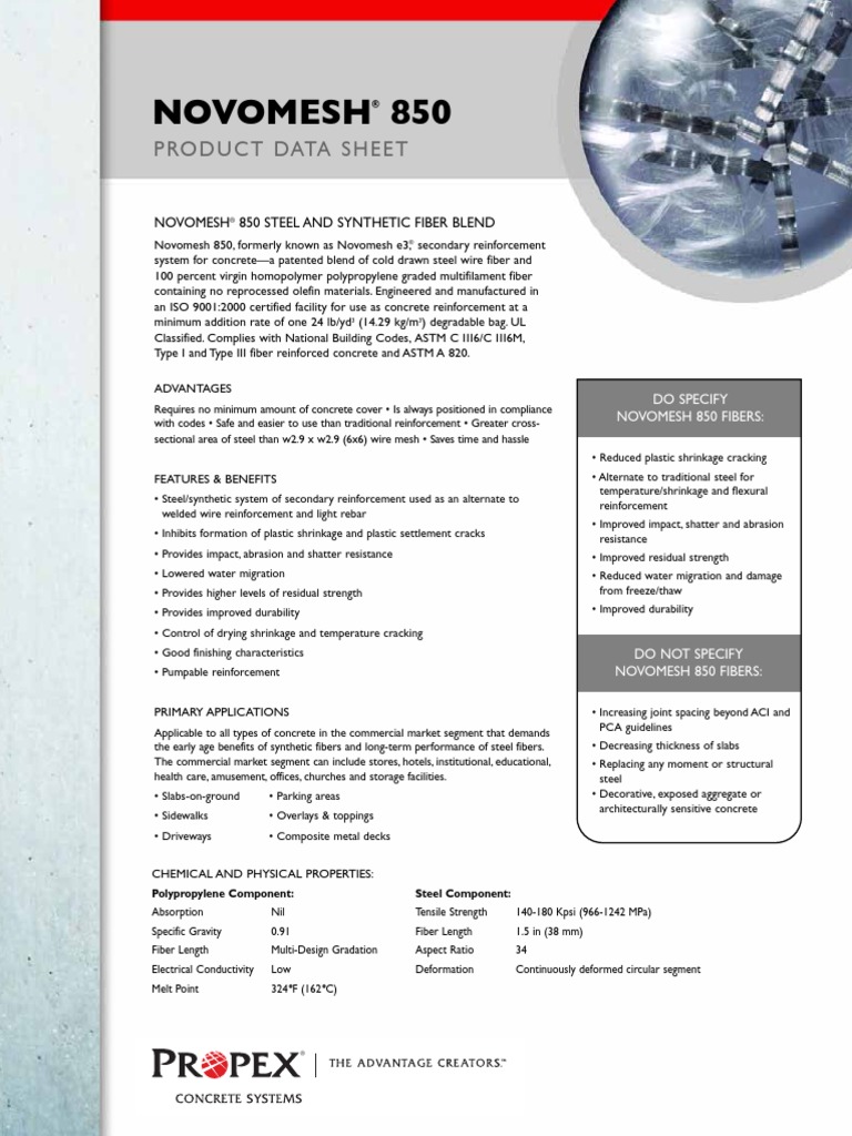Novomesh 850 PDF | PDF | Concrete | Reinforced Concrete
