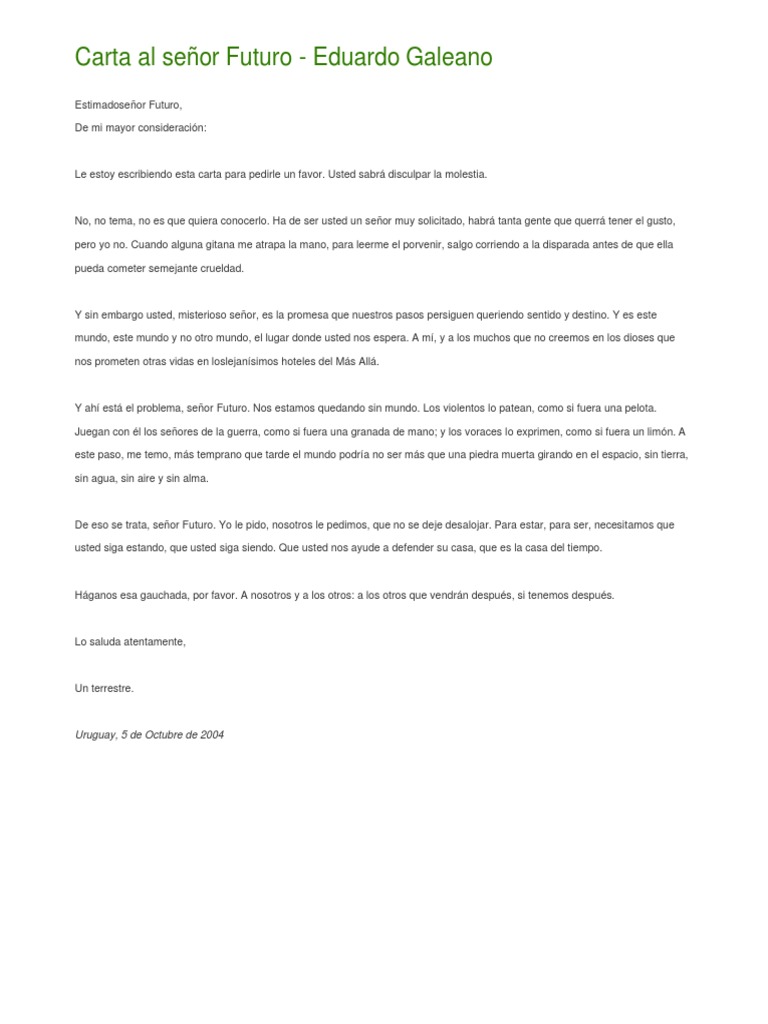 Carta al Señor Futuro de Galeano | PDF