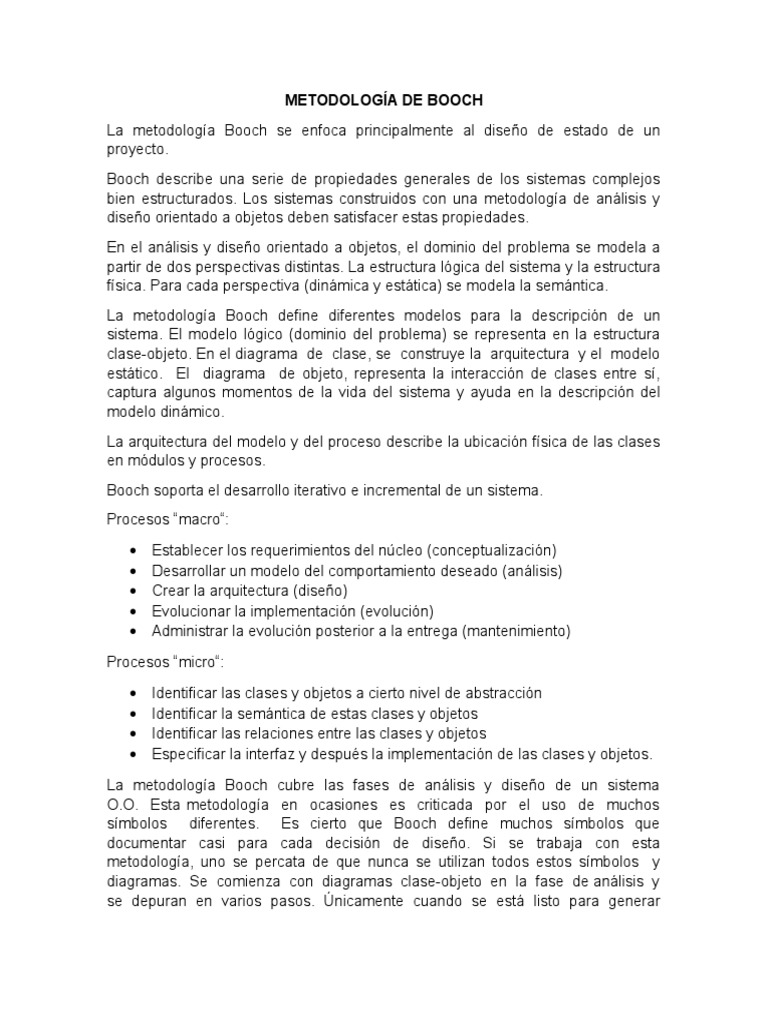 Metodología de Booch | PDF | Teoría del modelo | Clase (Programación ...