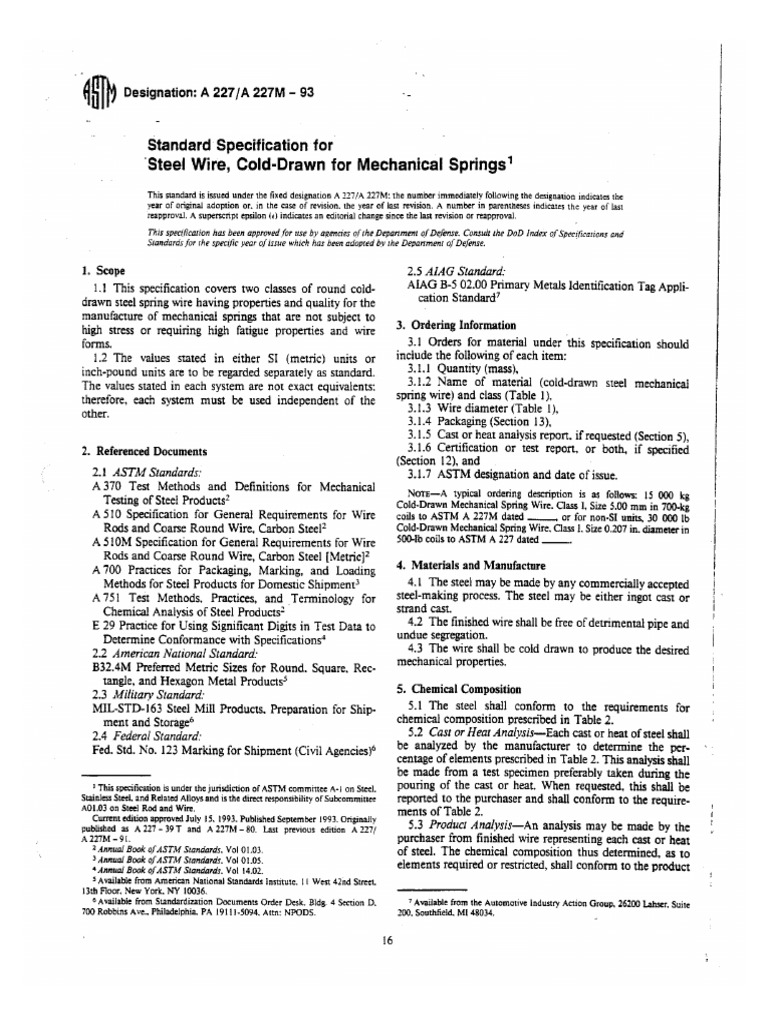 Astm A227 | PDF