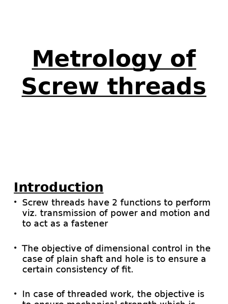 Measurement of Screw Threads | PDF | Screw | Tools