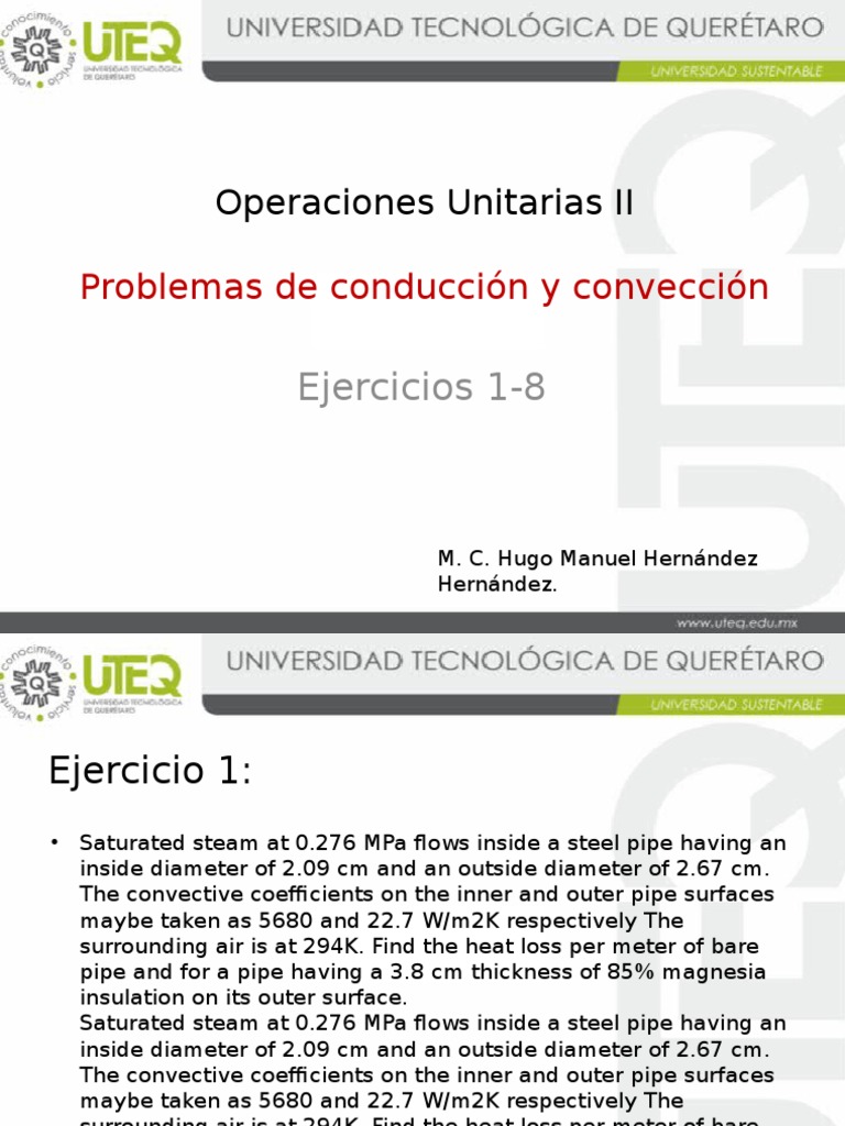 Ejercicios de Transferencia de Calor Cond. y Conv. - OUII | PDF | Heat Transfer | Materials Science