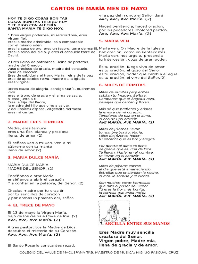 Cantos de María Mes de May1 | PDF | María, madre de Jesús | Oración