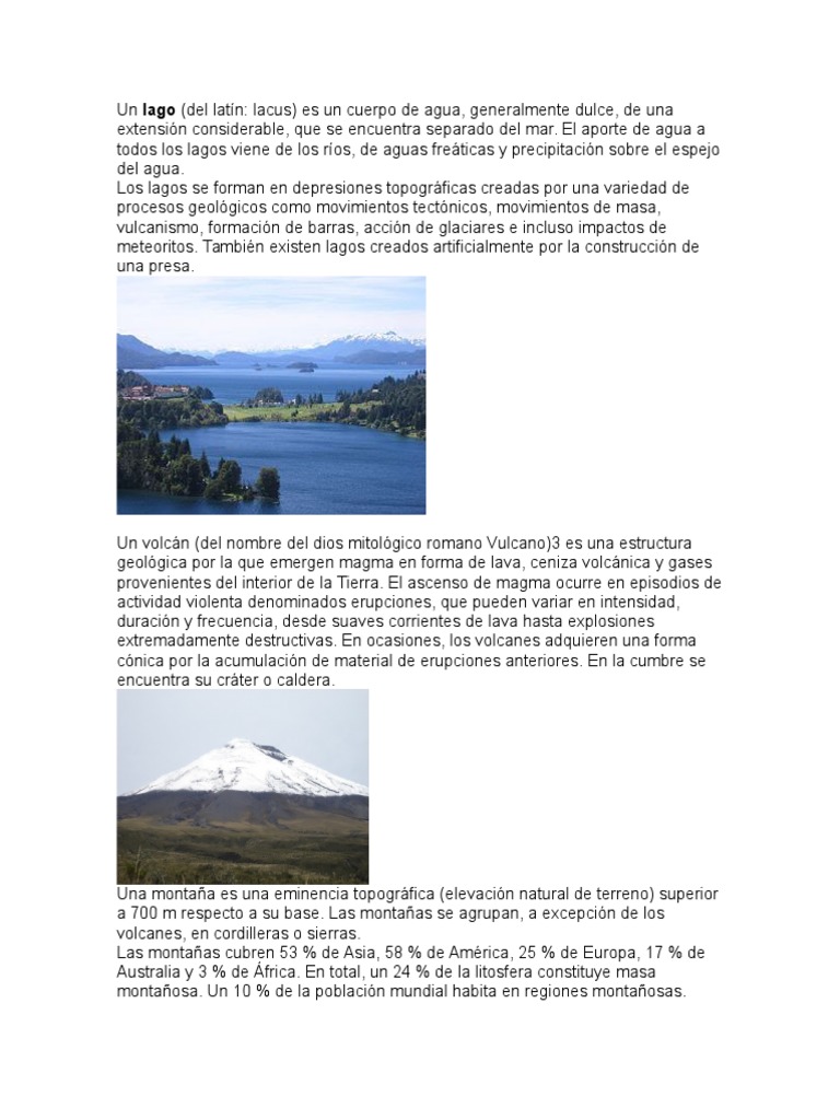 Accidentes Geograficos LAGO | PDF | Volcán | Mar