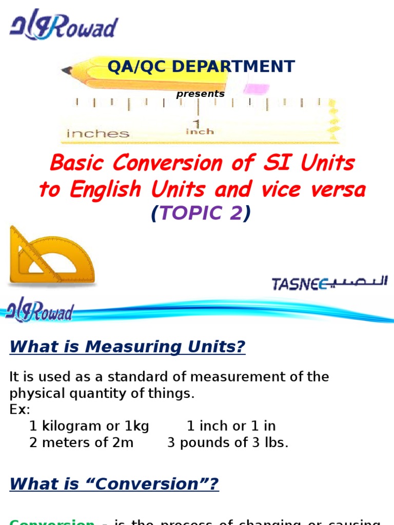 Topic 2 - Basic Conversion of SI Units To English and Vice Versa | PDF ...