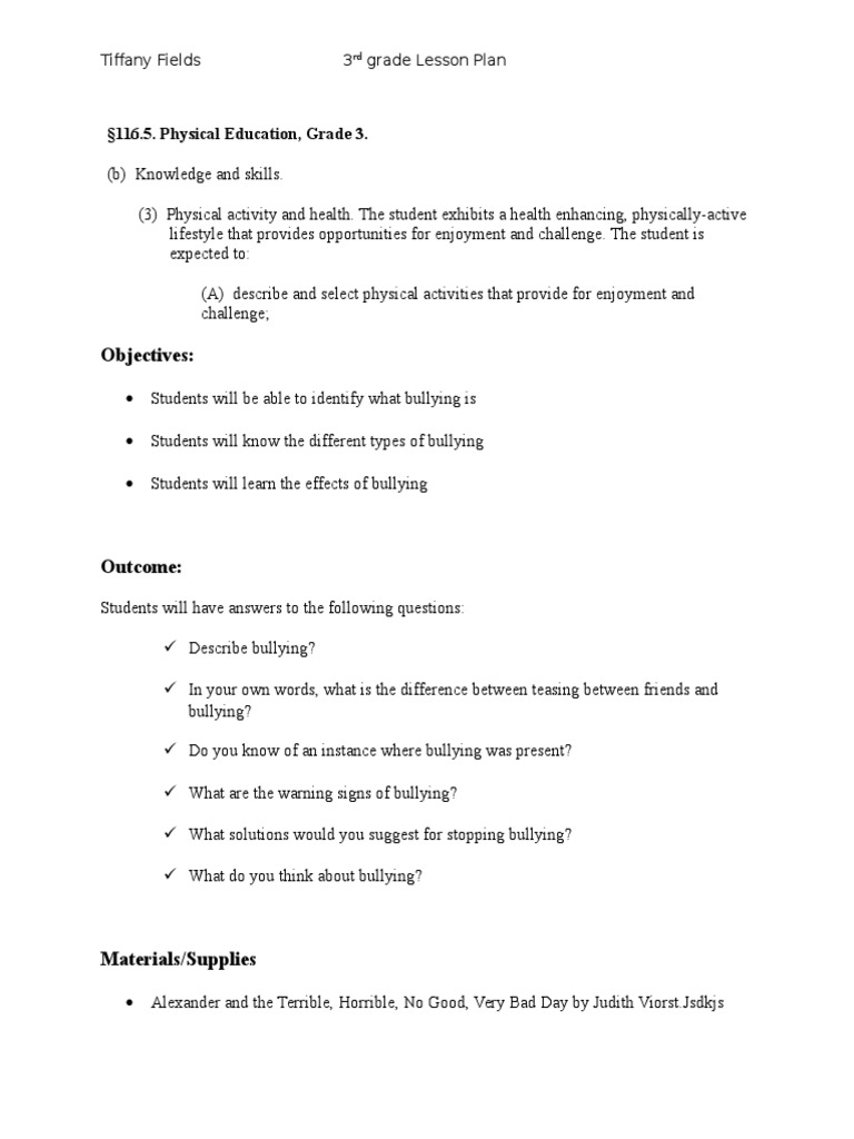 Lesson 2 Bullying | PDF | Lesson Plan | Bullying