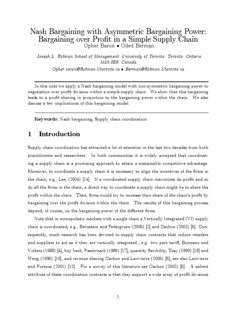 Nash Bargaining With Asymmetric Bargaining Power | PDF | Bargaining ...
