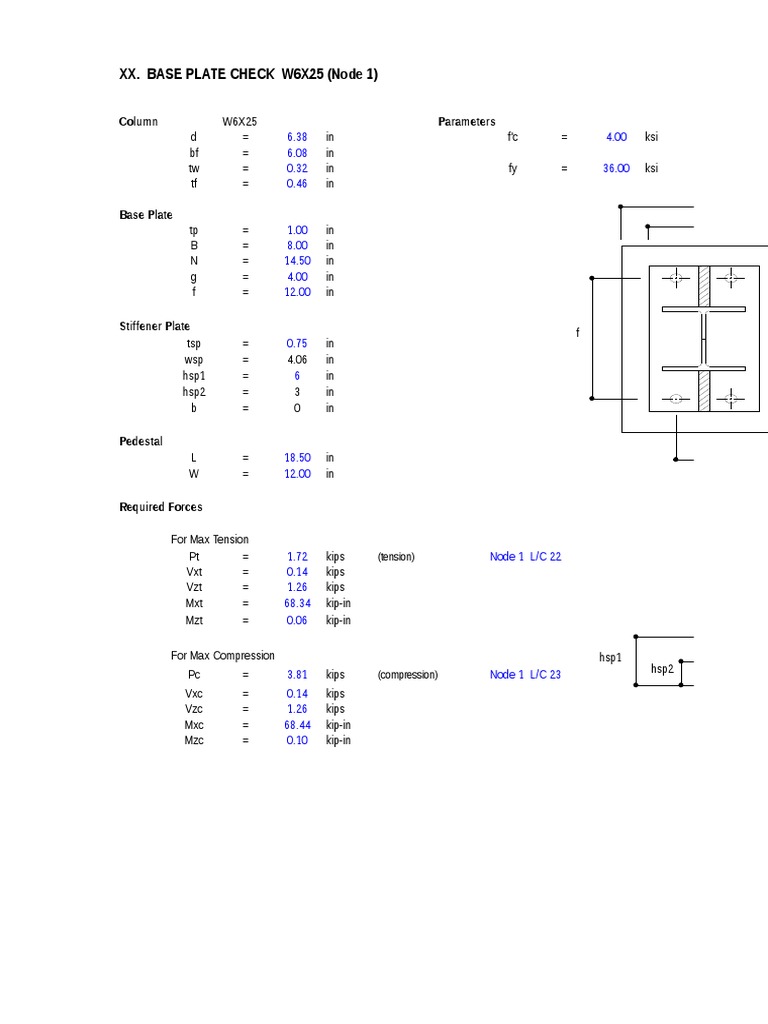 Base Plate and Stiffener Design Analysis | PDF