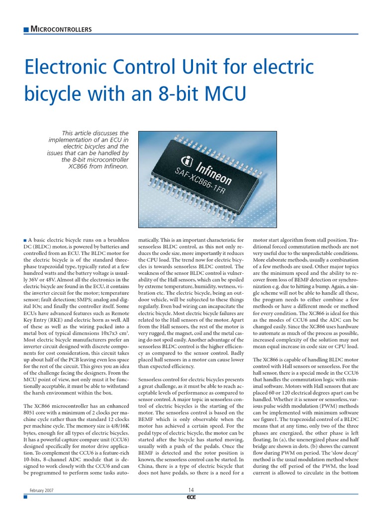 Electronic Control Unit For Electric Bicycle With An 8-Bit MCU | PDF ...