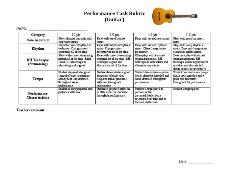 Rubric Performance Task Guitar | PDF | Language Arts & Discipline ...