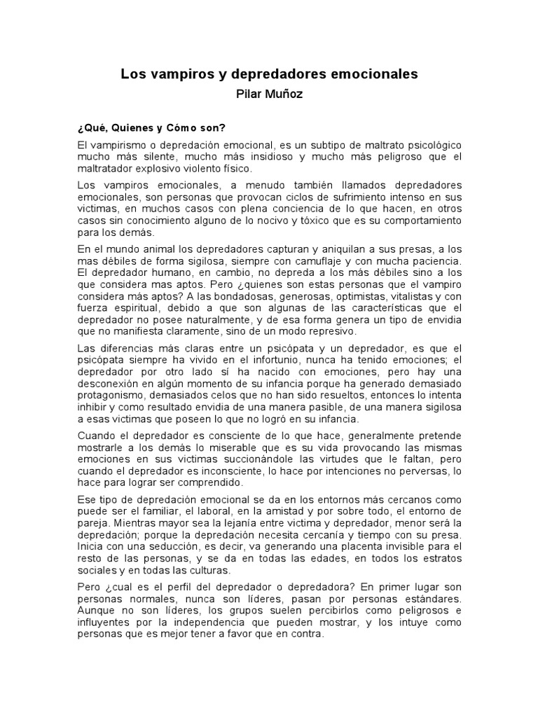 Vampiros y Depredadores Emocionales | PDF | Las emociones | Autoestima