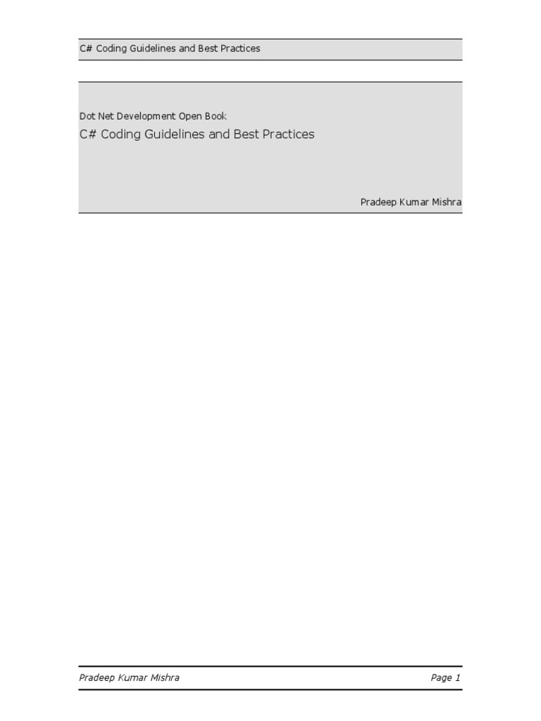 C Sharp Coding Guidelines and Best Practices 2 | PDF | C Sharp ...
