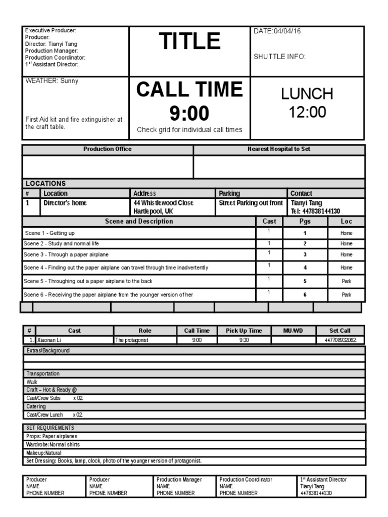 Film Production Schedule | PDF
