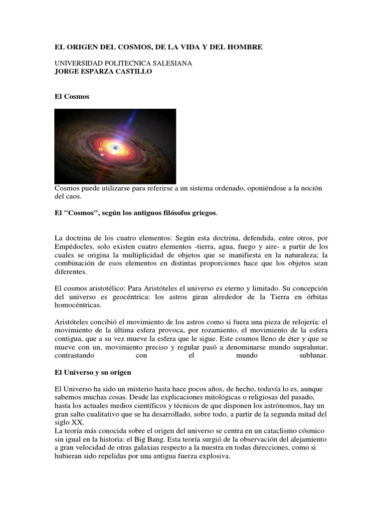 Origen del Cosmos y la Vida | PDF | Universo | Abiogénesis