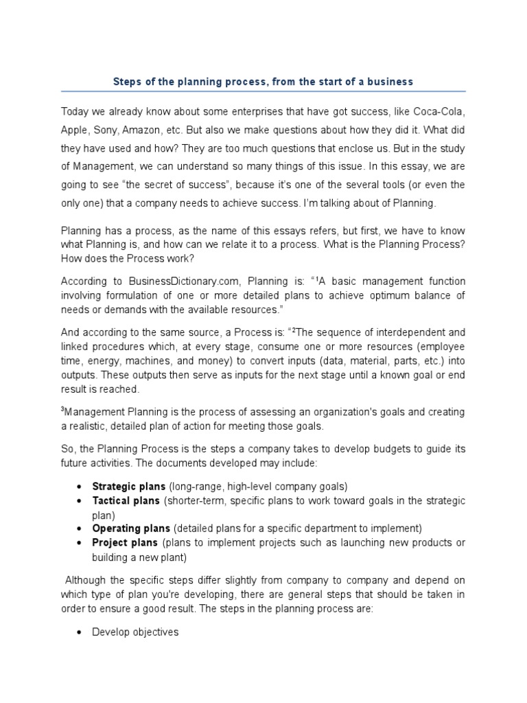 Steps of Planning Process | PDF | Strategic Management | Strategic Planning