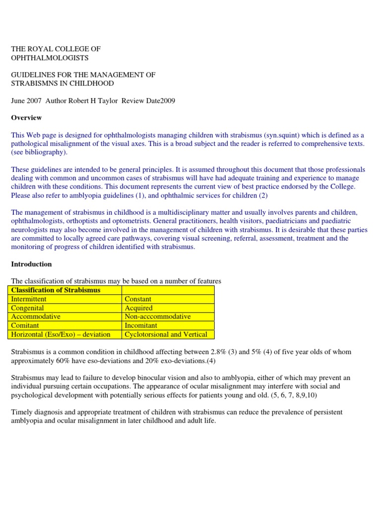 Strabismus | PDF | Visual System | Diseases Of The Eye And Adnexa