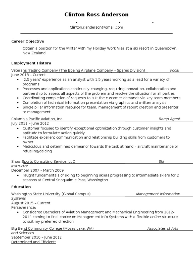 Ski Resort Job Seeker Resume | PDF | Career & Growth | Business