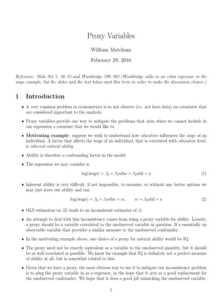 Proxy Variables | PDF | Econometrics | Confounding