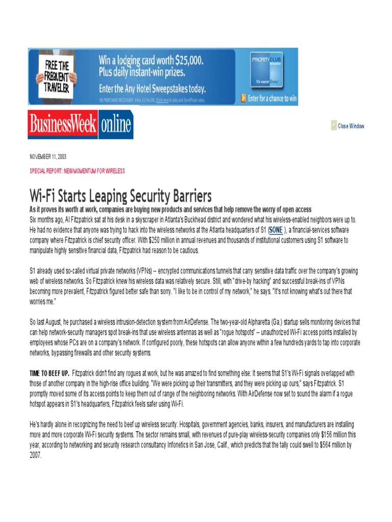 Wi-Fi Starts Leaping Security Barriers | PDF | Wi Fi | Virtual Private ...