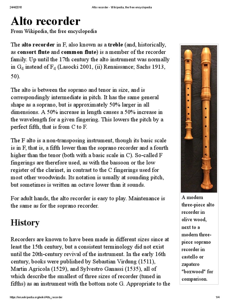 Alto Recorder | Recorder (Musical Instrument) | Musicology