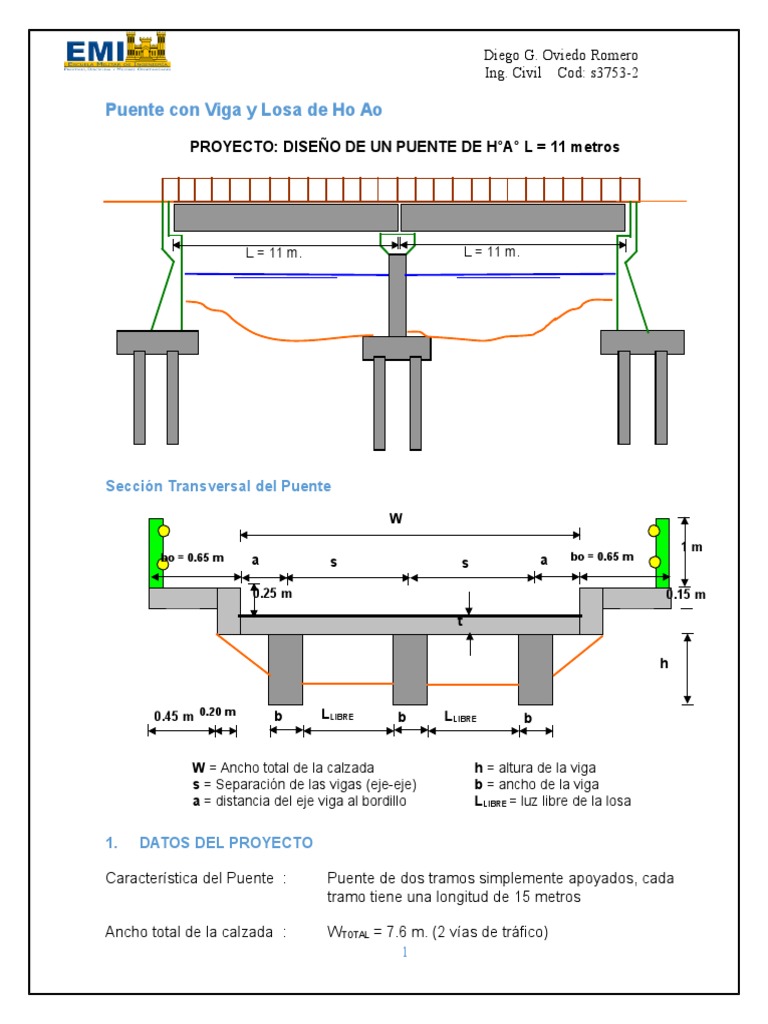Proyecto Puente Viga Losa | Ingeniería | Materiales