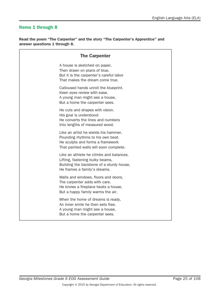 6th Grade Narrative Task | PDF | Carpentry | Poetry