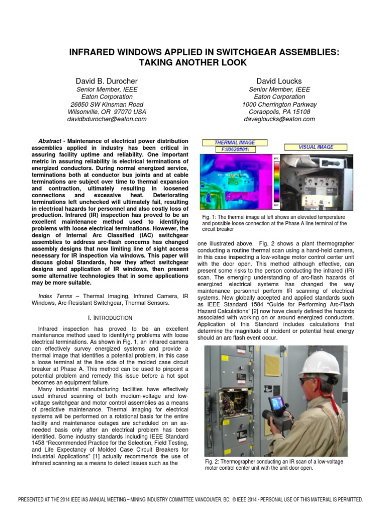 IEEE 2014 Paper - Infrared Windows Applied in Switchgear Assemblies ...