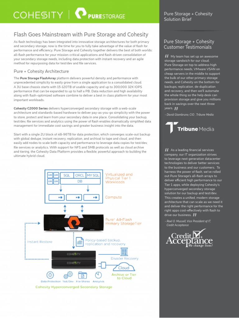 Cohesity Pure Solution Brief | PDF | Computer Data Storage | Flash Memory