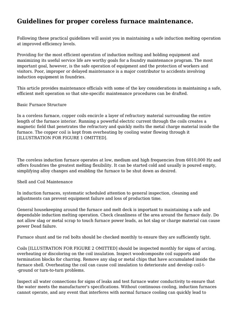 Guidelines For Proper Coreless Furnace Maintenance. | PDF | Refractory ...