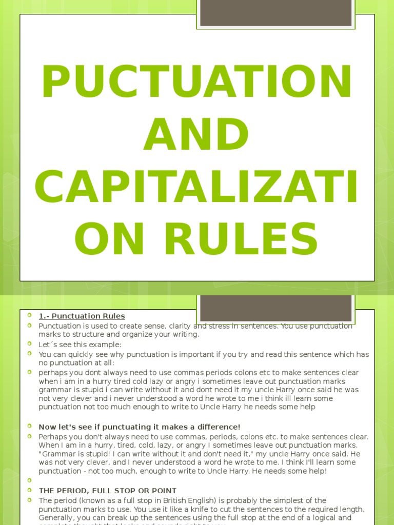 Punctuation and Capitalization Rules | PDF | Comma | Punctuation
