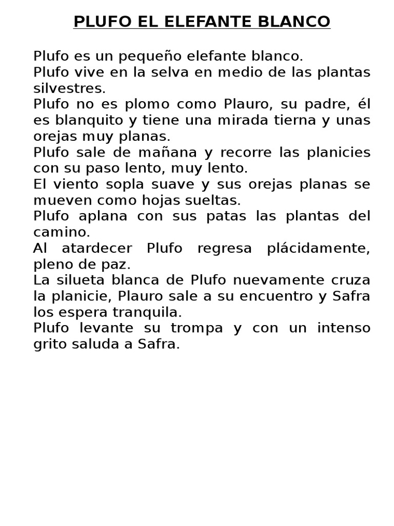 Plufo: Aventuras del Elefante Blanco | PDF