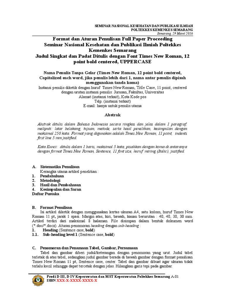 Format Dan Aturan Penulisan Full Paper Prosiding | PDF