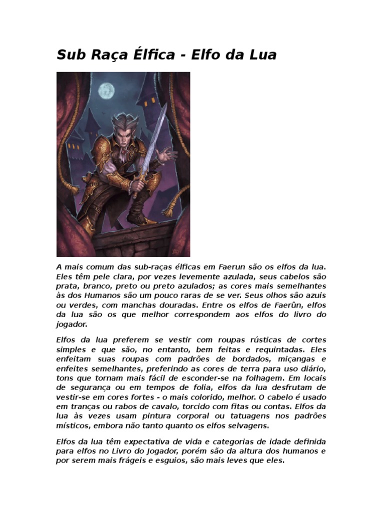 Elfos Da Lua | PDF | Elfos | Reinos Esquecidos (Dungeons & Dragons)