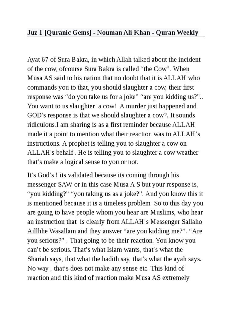 Quran Weekly-Juz 1 | PDF | Prophets And Messengers In Islam | God In Islam