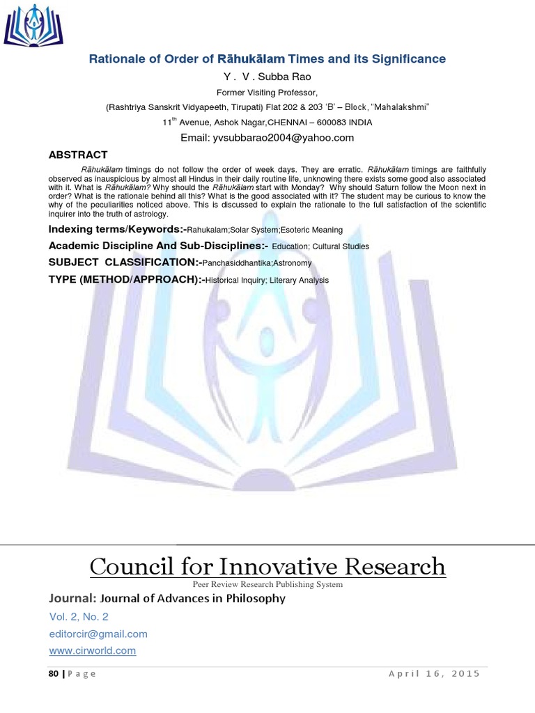 Rationale of Rahukalam | PDF | Planets | Solar System