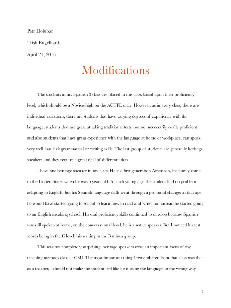 Modifications | PDF | English Language | Reading Comprehension