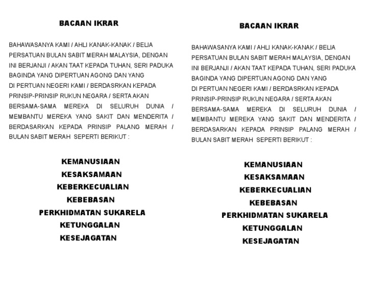 Bacaan Ikrar PBSM | PDF