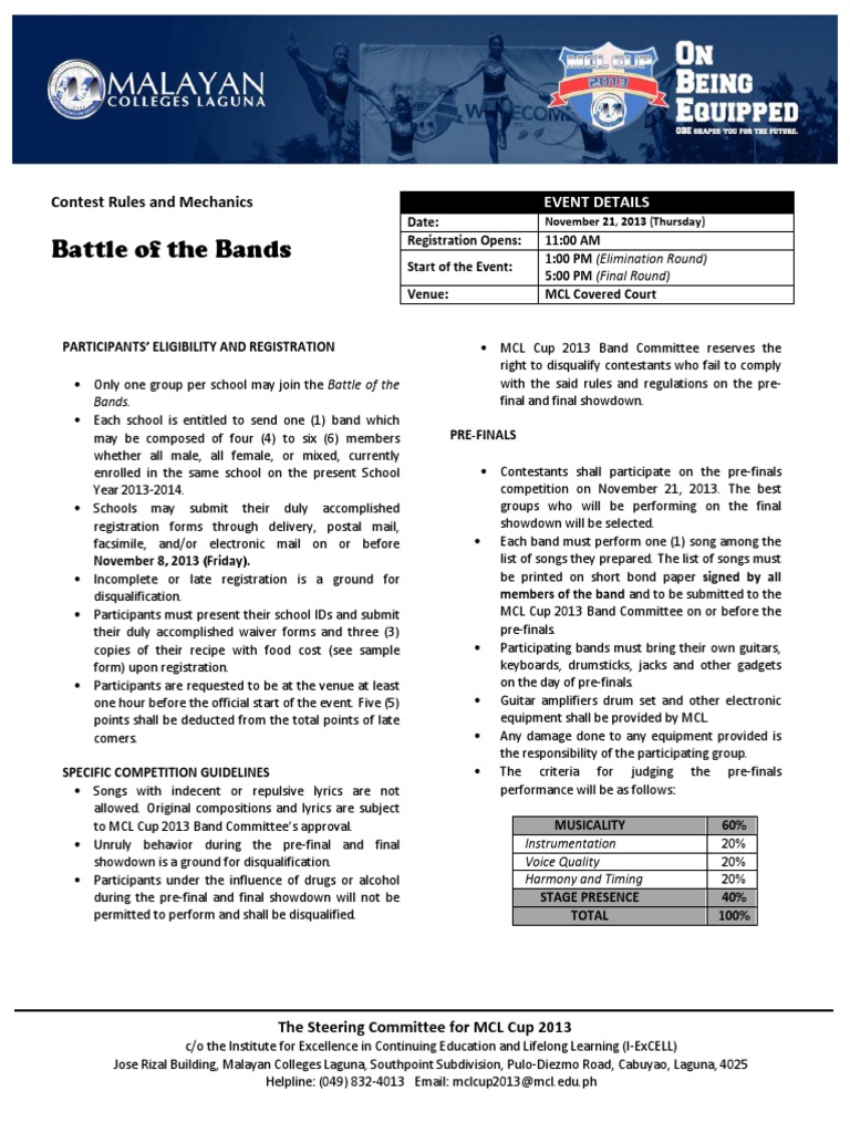 Battle of The Bands: Contest Rules and Mechanics | PDF | Government ...