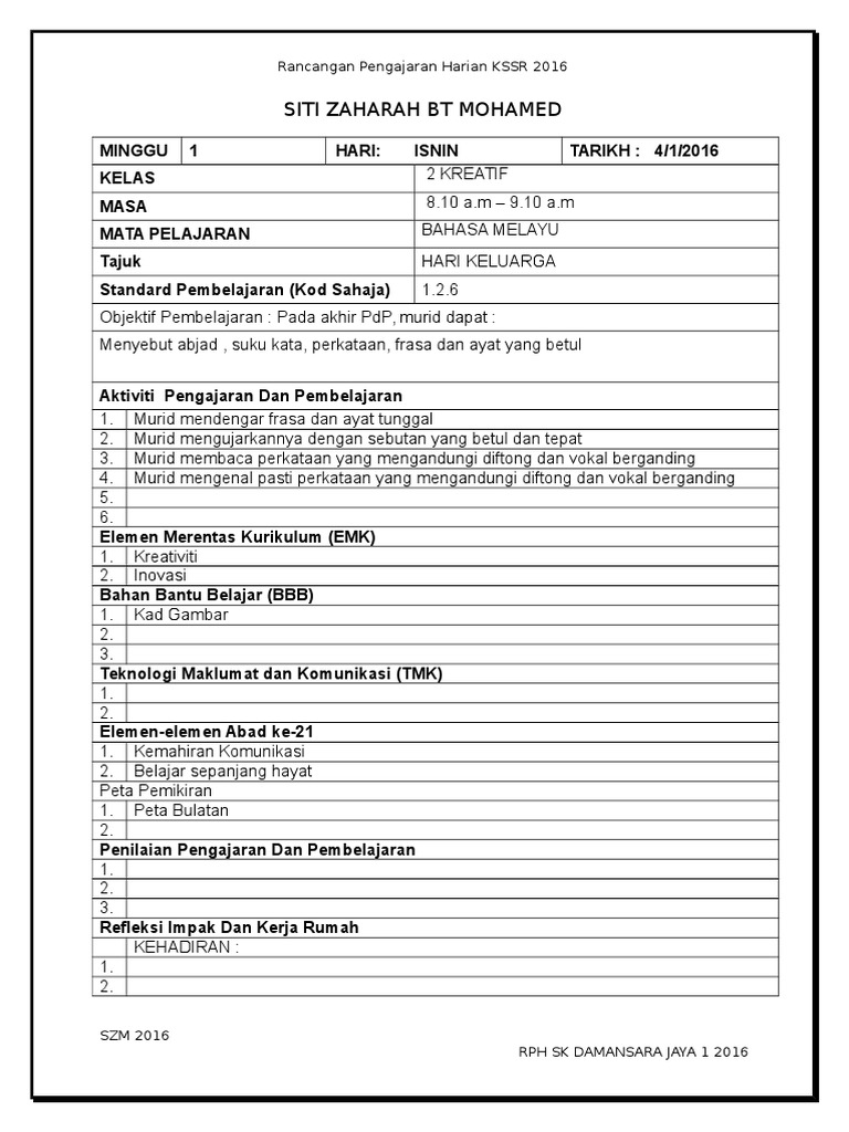 Contoh RPH Abad 21 | PDF