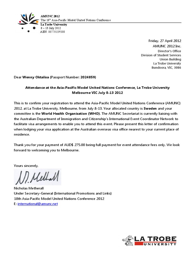 AMUNC 2012 Registration Confirmation | PDF