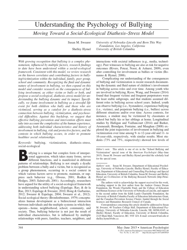 Understanding The Psychology of Bullying | PDF | Bullying | Aggression