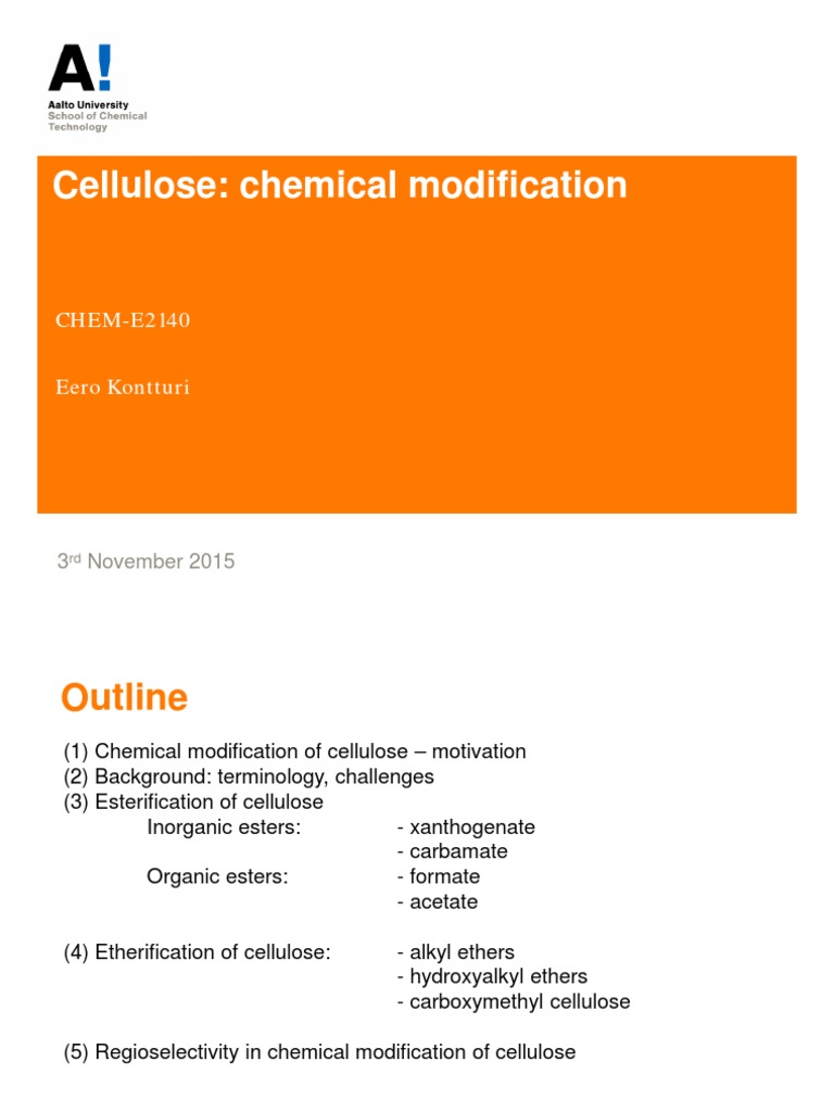 Cellulose Modification for Chemists | PDF | Ester | Cellulose