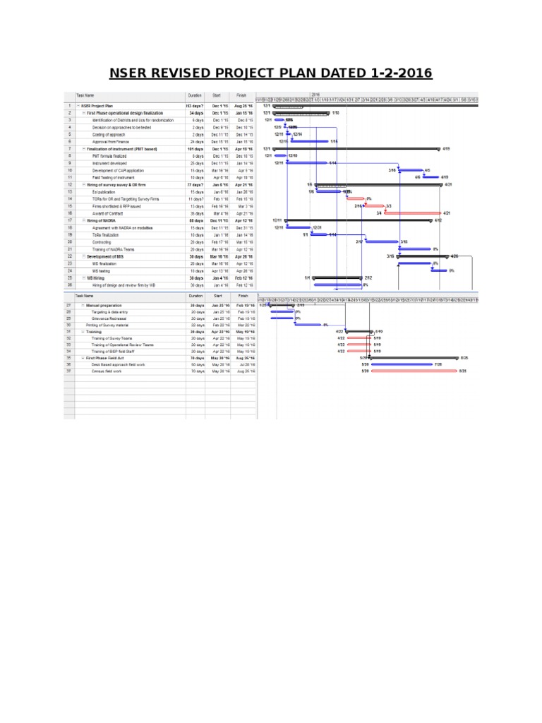NSER Project Plan Revision 2016 | PDF