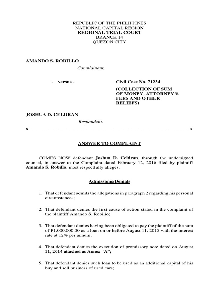 Answer NF | PDF | Complaint | Lawsuit